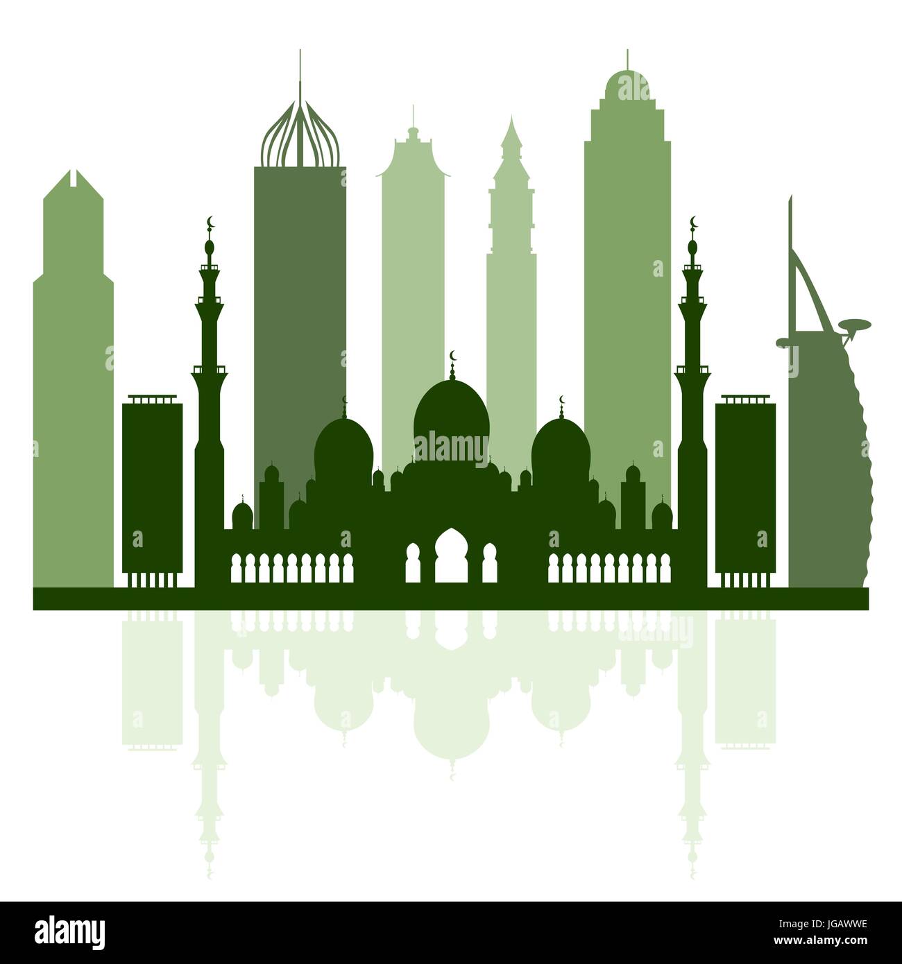 Vector illustration of United Arab Emirates skyscrapers silhouette ...
