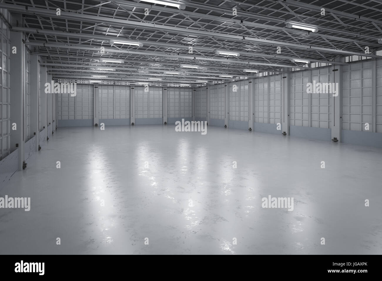 3d rendering empty factory interior or empty warehouse Stock Photo - Alamy