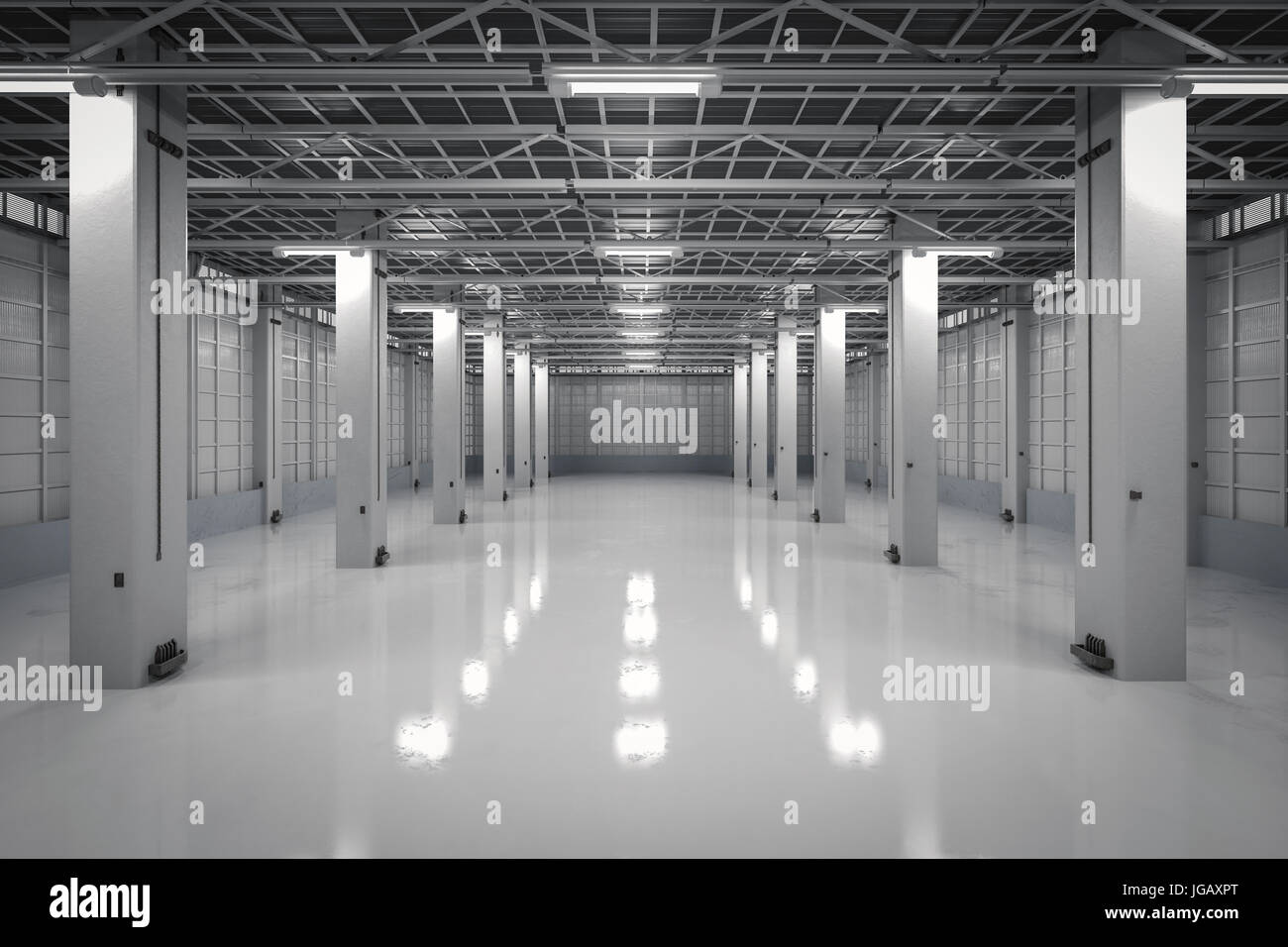 3d rendering empty factory interior or empty warehouse Stock Photo - Alamy
