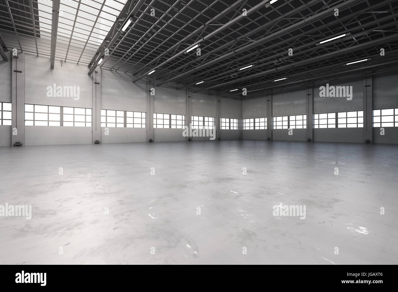 3d rendering empty factory interior or empty warehouse Stock Photo - Alamy