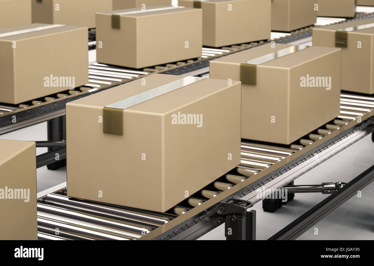 Empty cardboard boxes on conveyor hi-res stock photography and images ...