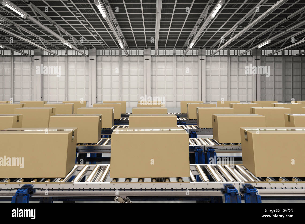 Empty cardboard boxes on conveyor hi-res stock photography and images ...
