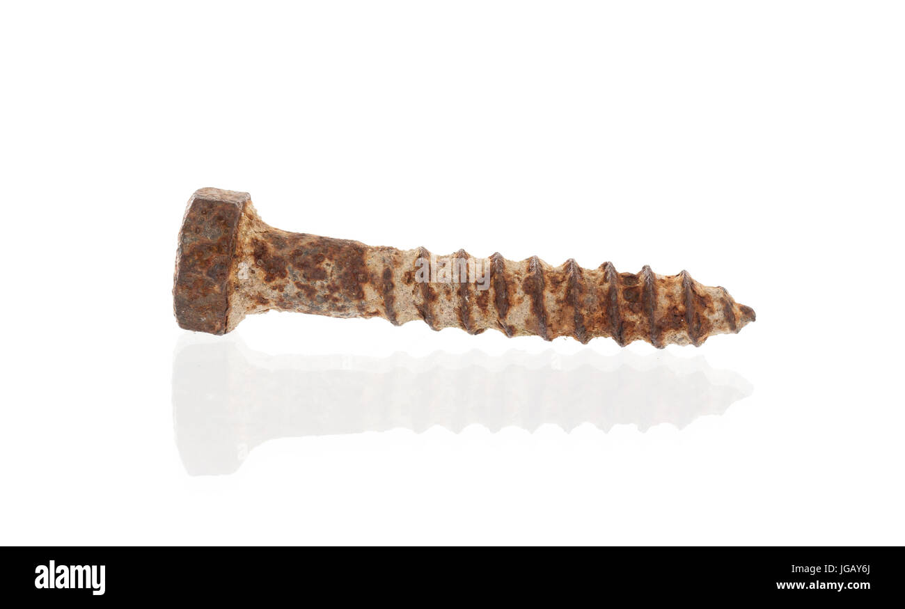 Rusted old screw isolated on white background Stock Photo - Alamy