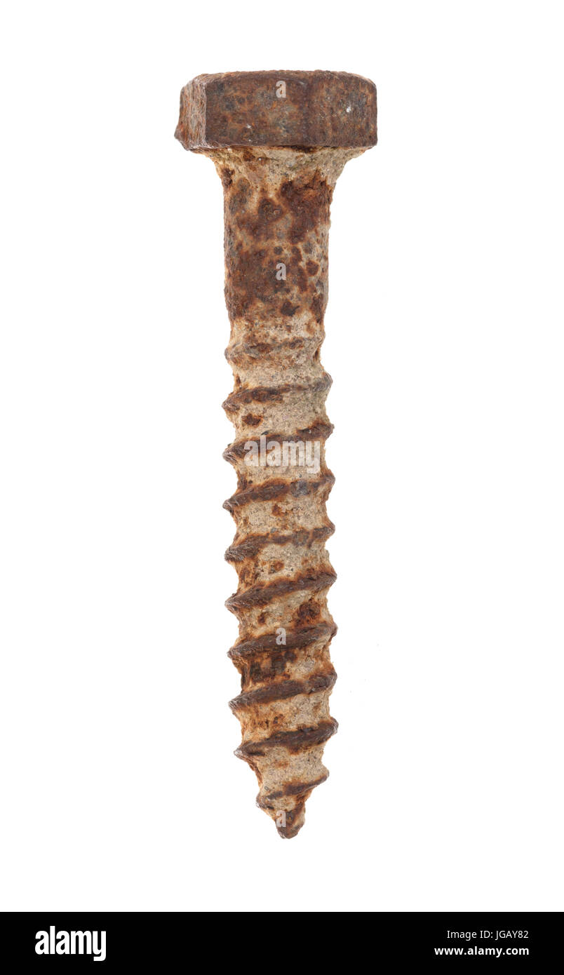 Rusted old screw isolated on white background Stock Photo - Alamy