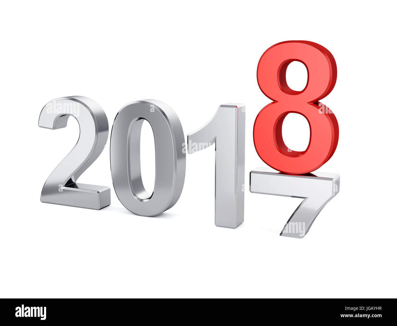 3d illustration of 2018 New Year concept isolated on white background ...