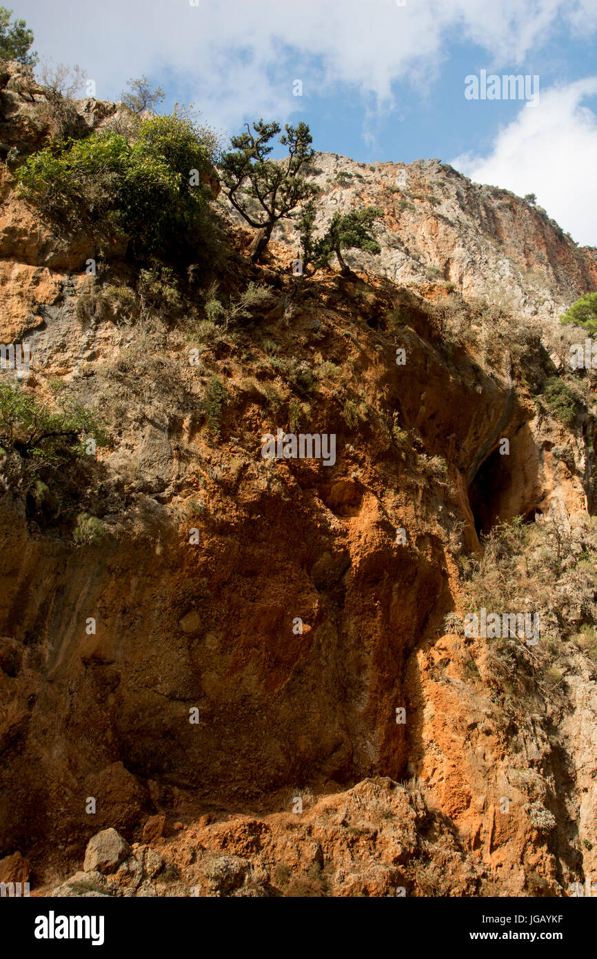 Aradena Gorge is a deep limestone canyon running from the Lefka Ori or ...