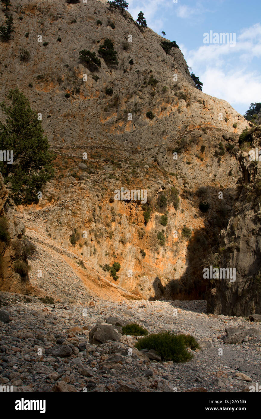 Aradena Gorge is a deep limestone canyon running from the Lefka Ori or ...