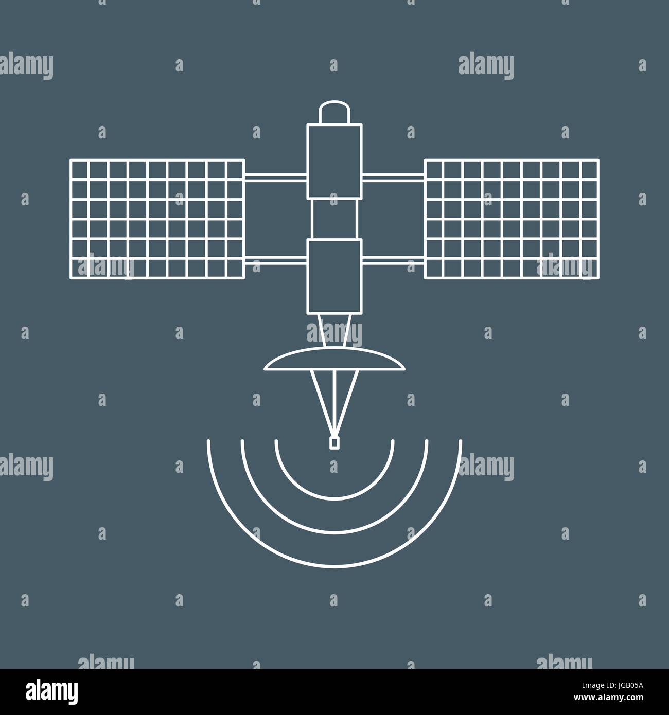 Stylized vector icon of space satellite. Design for banner, poster or ...