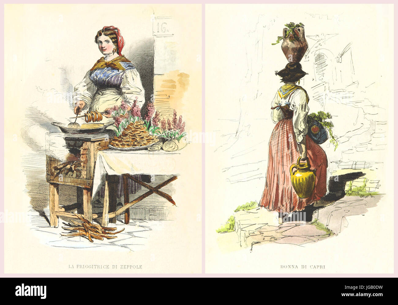 Double illustration of Neapolitan people. Duclere, Cucinotta and ...
