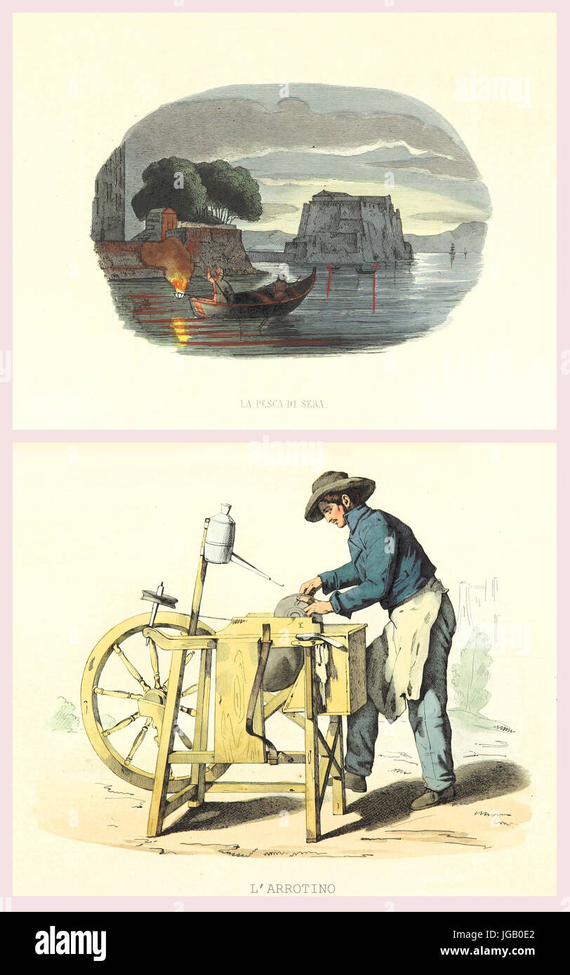 Double illustration of ancient neapolitan life. By Palizzi, Martorana ...