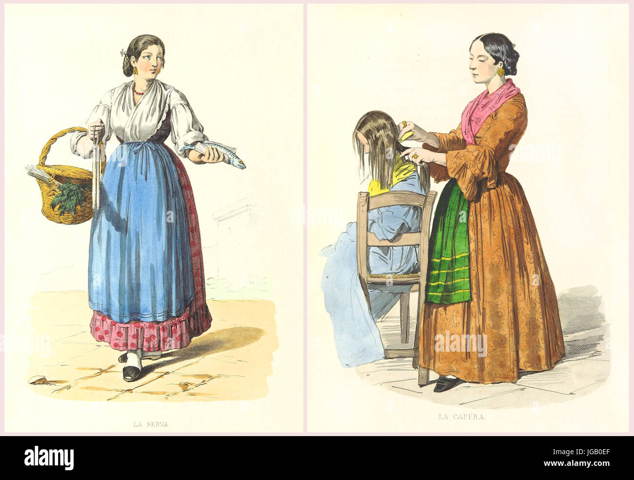 Double old illustration of Neapolitan people and life. By Palizzi and ...