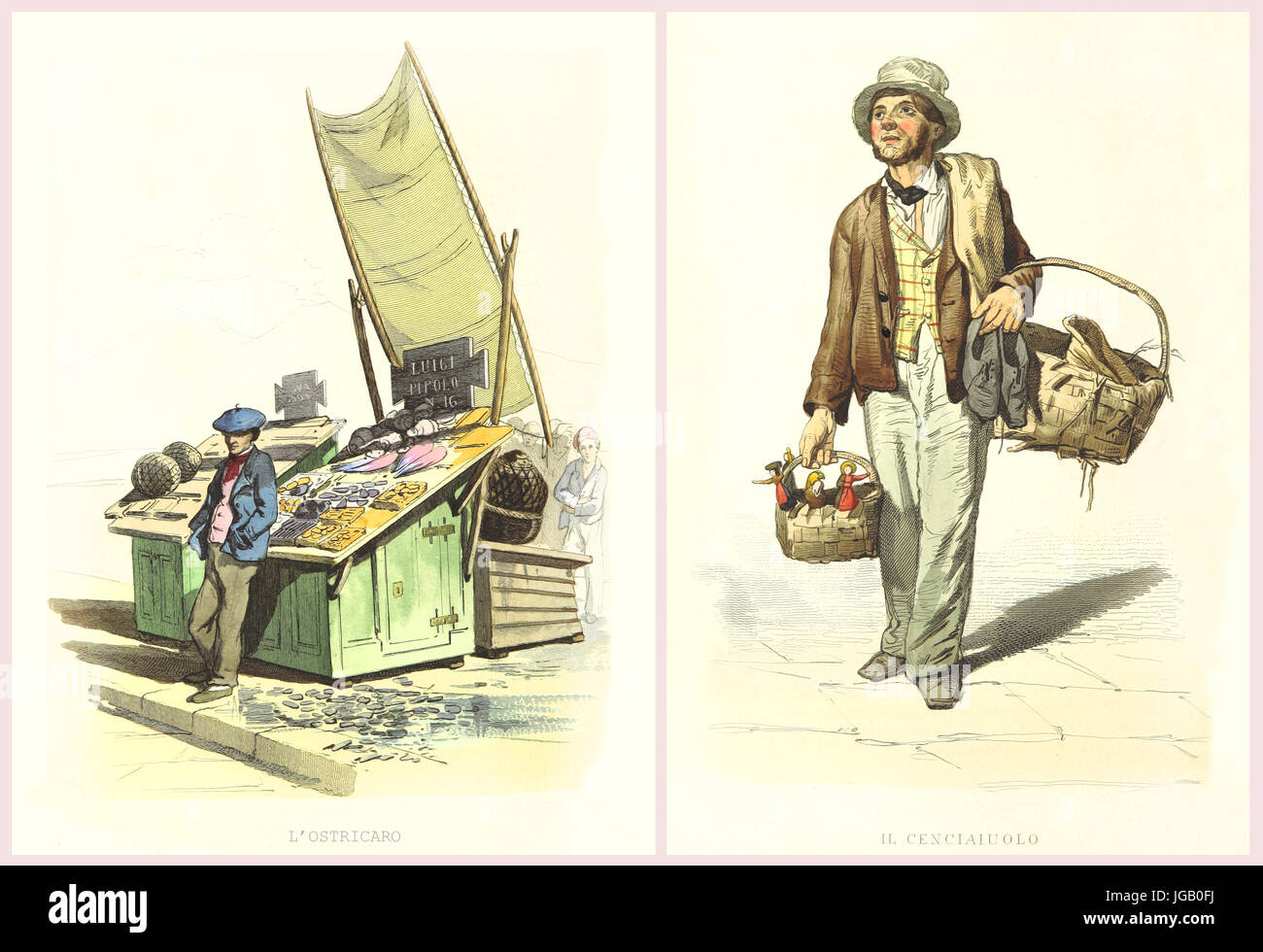 Double illustration of Neapolitan people and life. By Duclere and ...