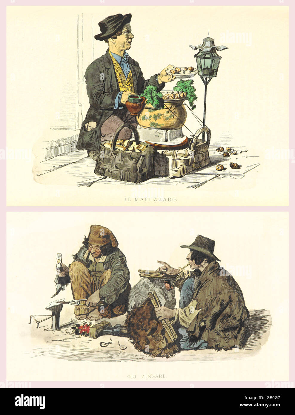 Double old illustration of Neapolitan people. By F. Palizzi and ...