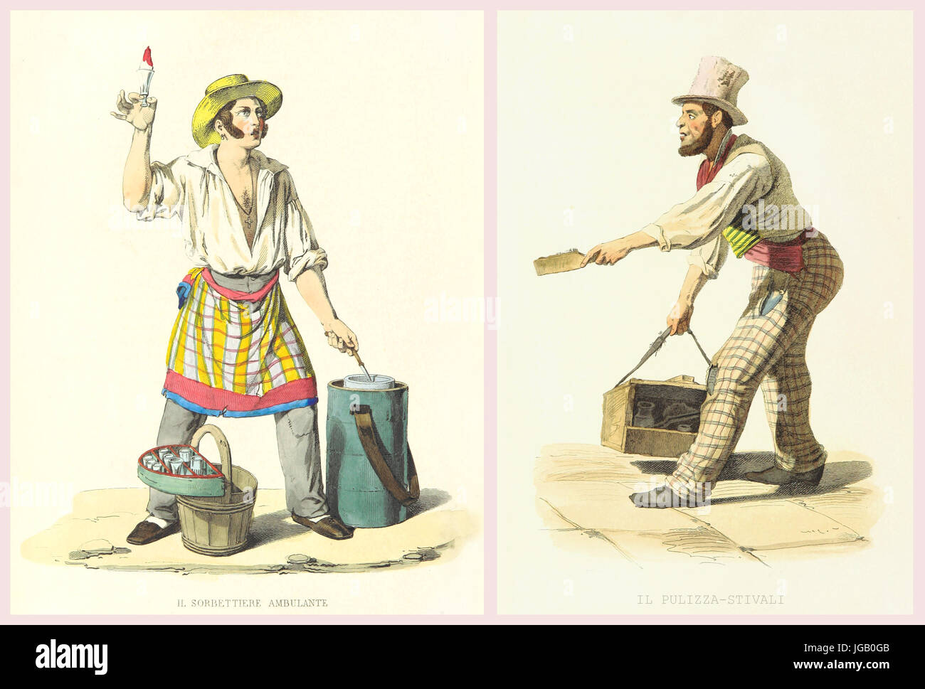 Double illustration of Neapolitan people. By Palizzi, Cucinotta ...