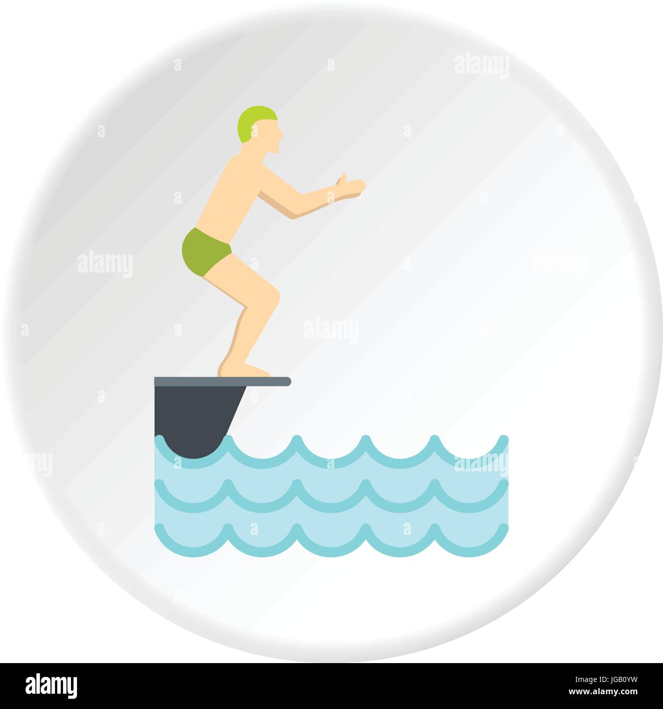 Man standing on springboard preparing to dive icon Stock Vector Image ...