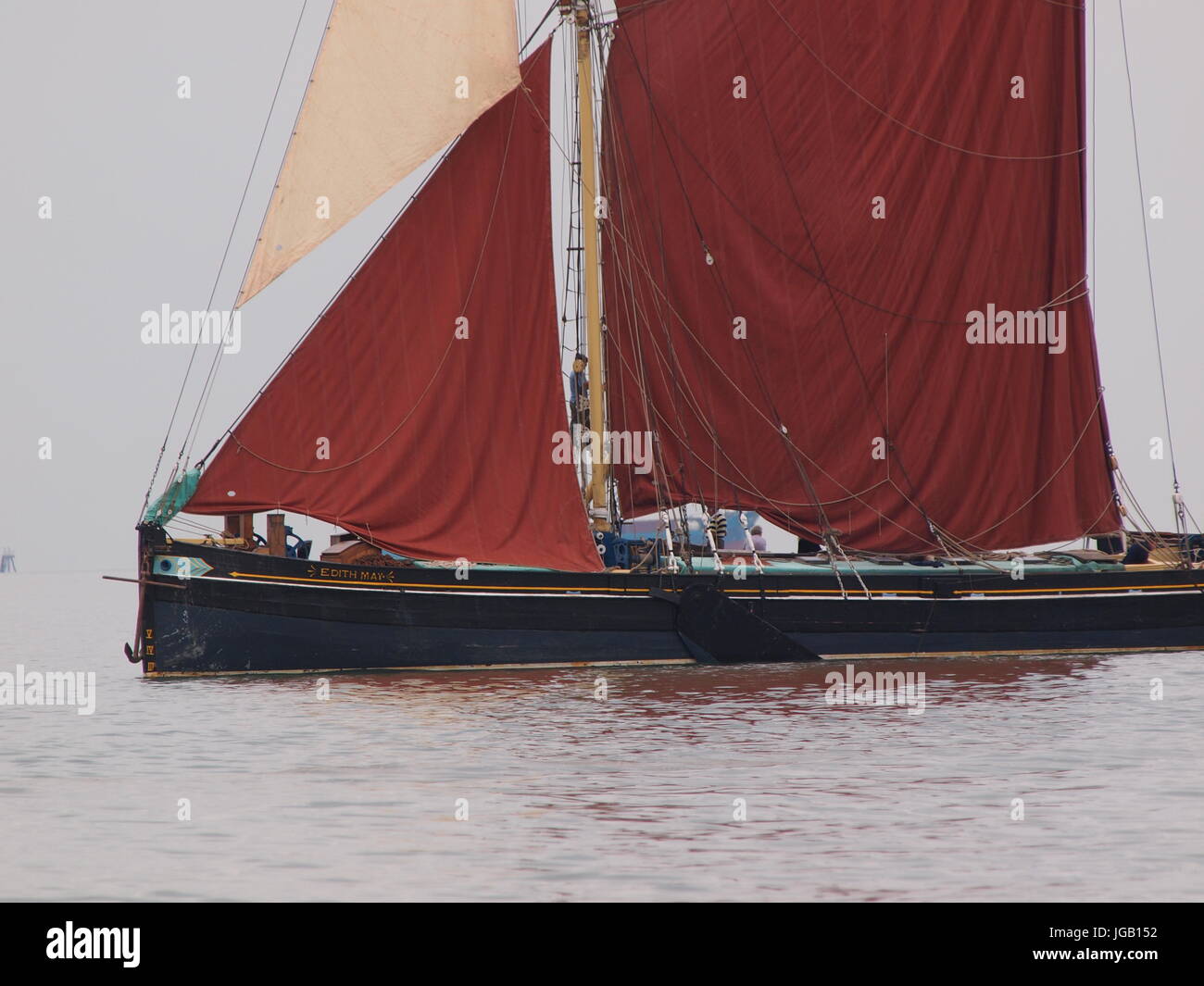The Edith May, a traditional Thames Sailing Barge off Sheerness Stock ...