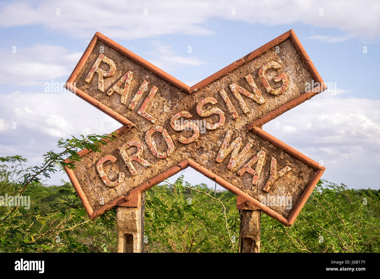 Old railroad crossing sign hi-res stock photography and images - Alamy