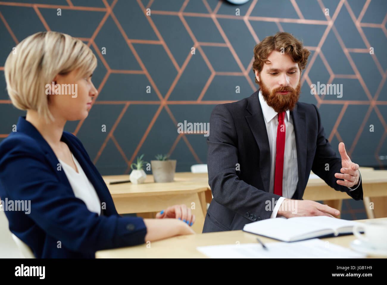 Woman interview man tv studio hi-res stock photography and images - Alamy