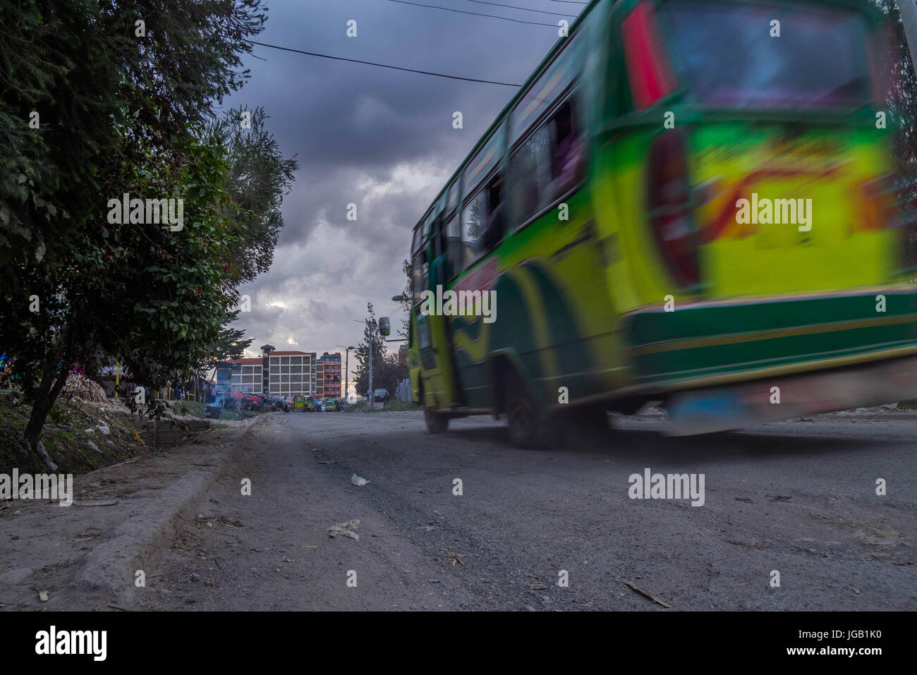 Public transportation - colorful bus - in Nairobi, capital city of ...