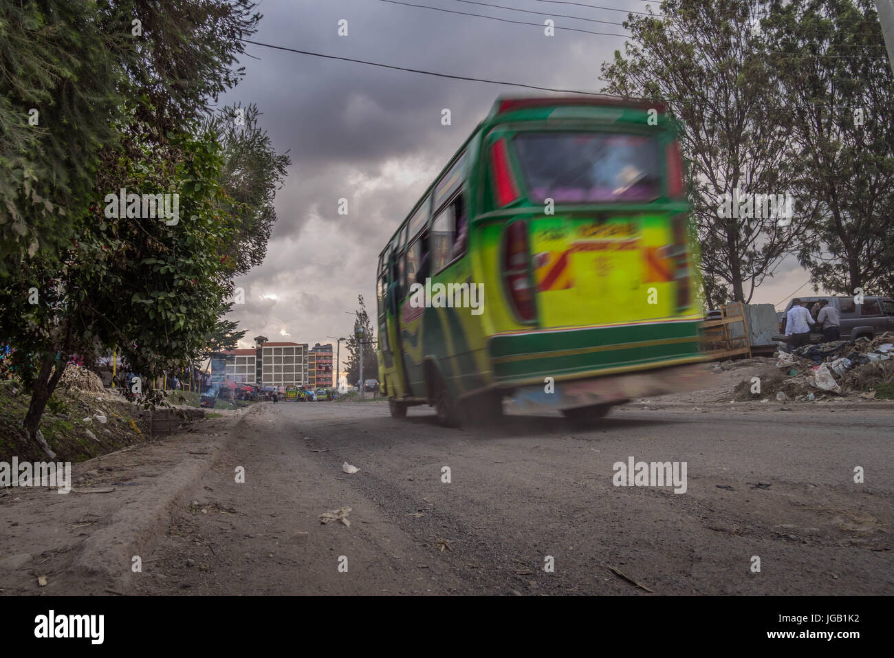 Public transportation - colorful bus - in Nairobi, capital city of ...