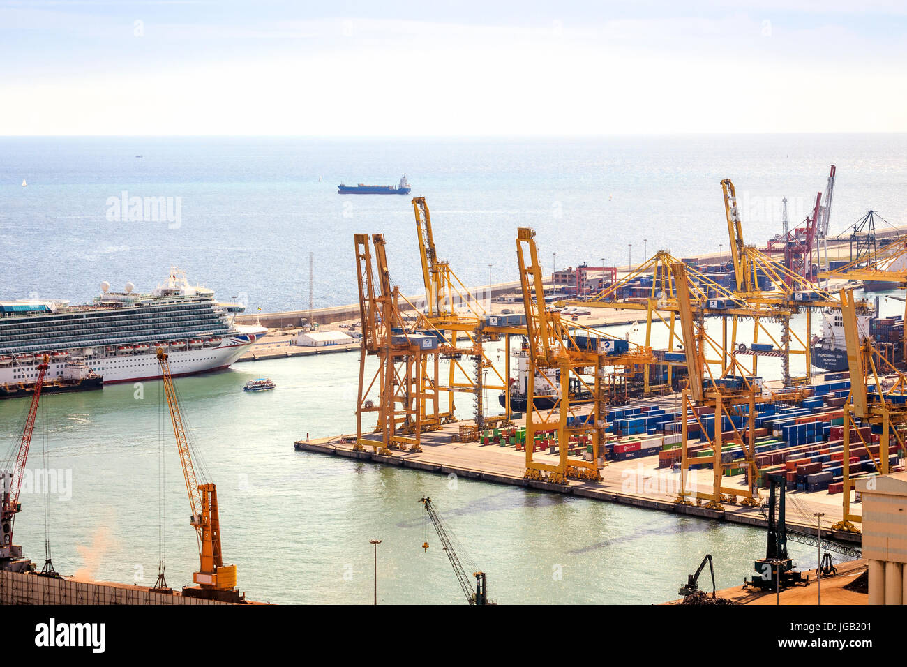 Barcelona, Spain - October 5, 2016: Passenger ship and harbor ...