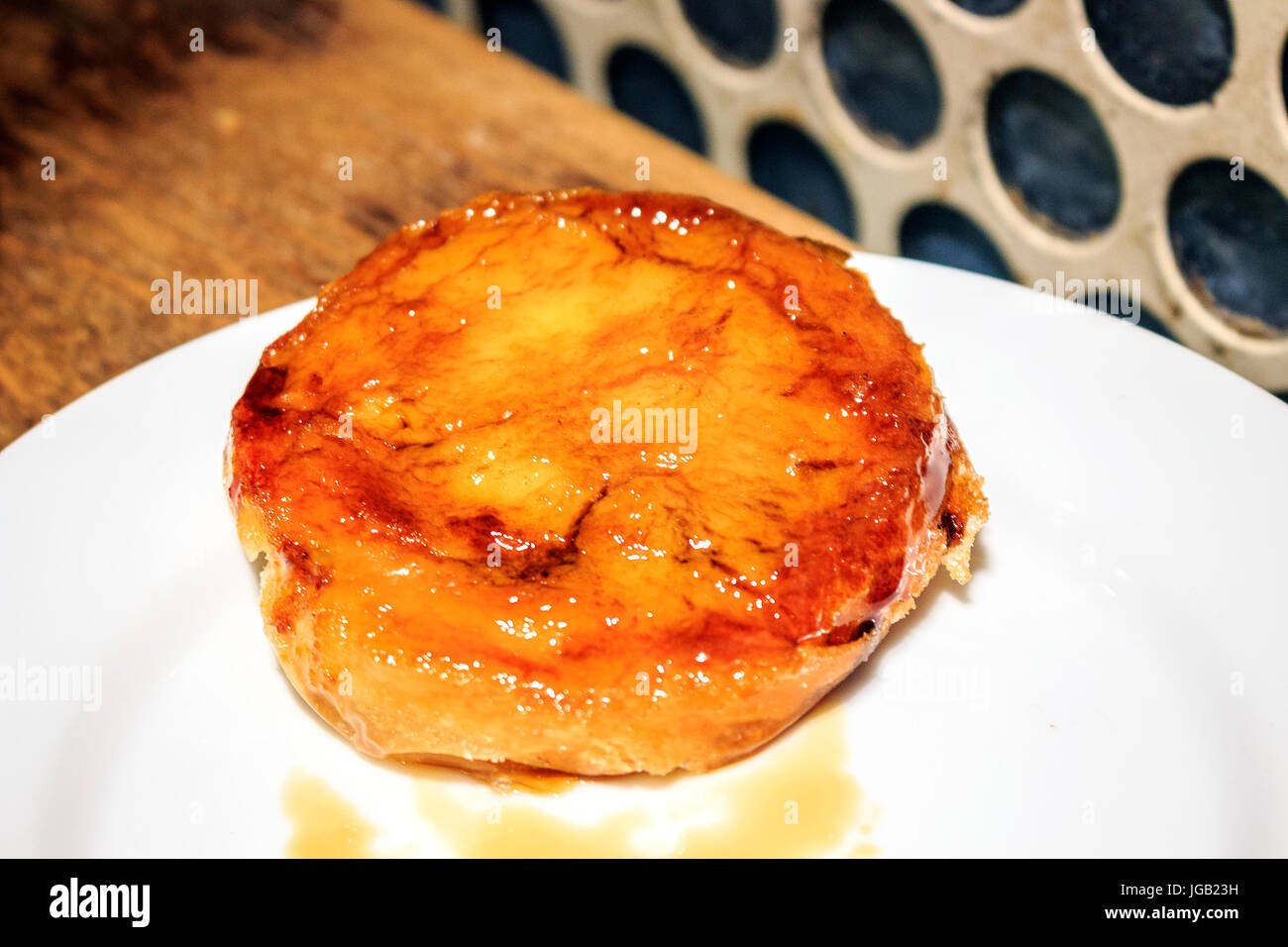 Famous crema catalana pastry served in Catalan restaurant, Spain Stock ...