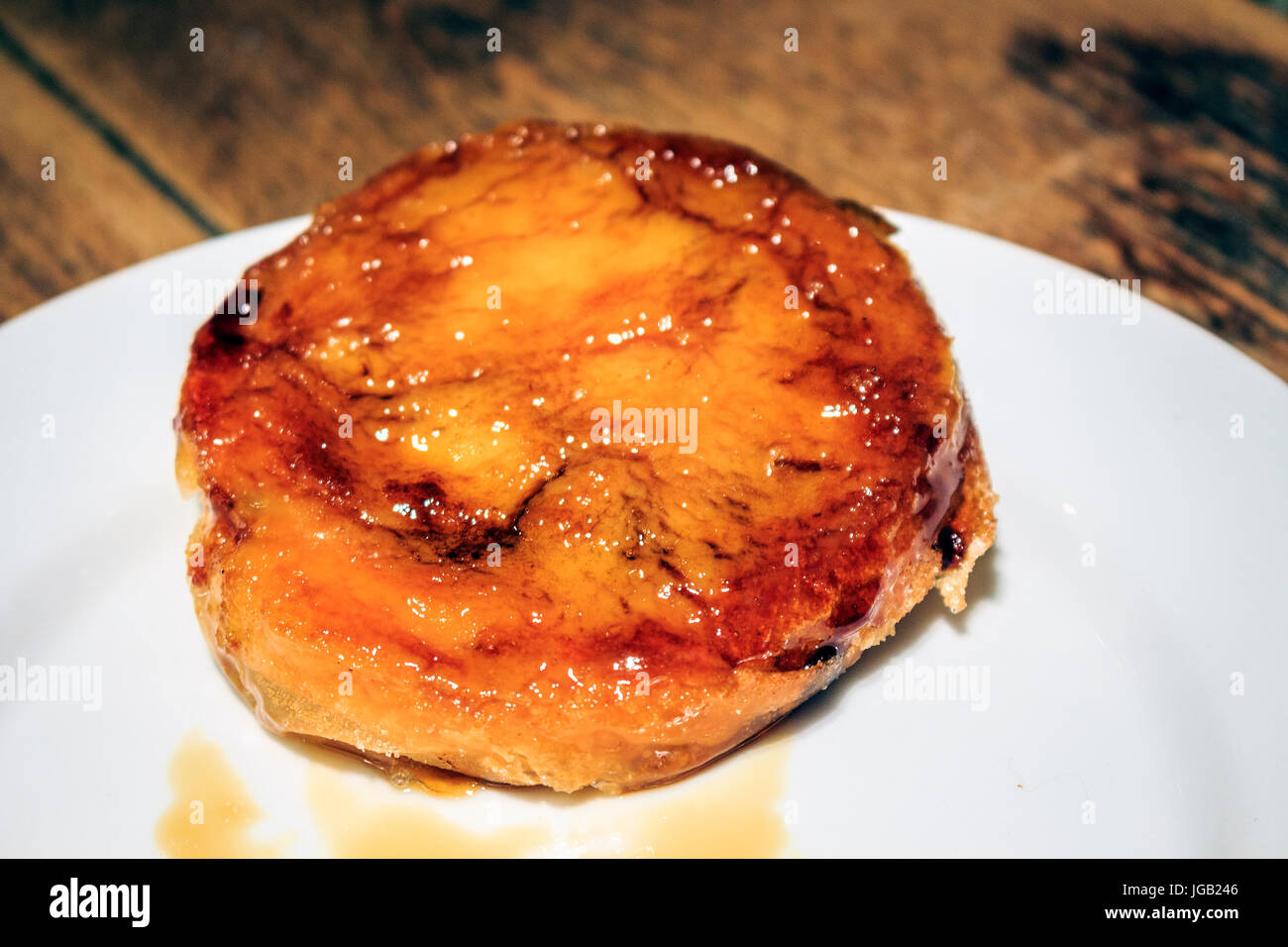 Famous crema catalana pastry served in Catalan restaurant, Spain Stock ...