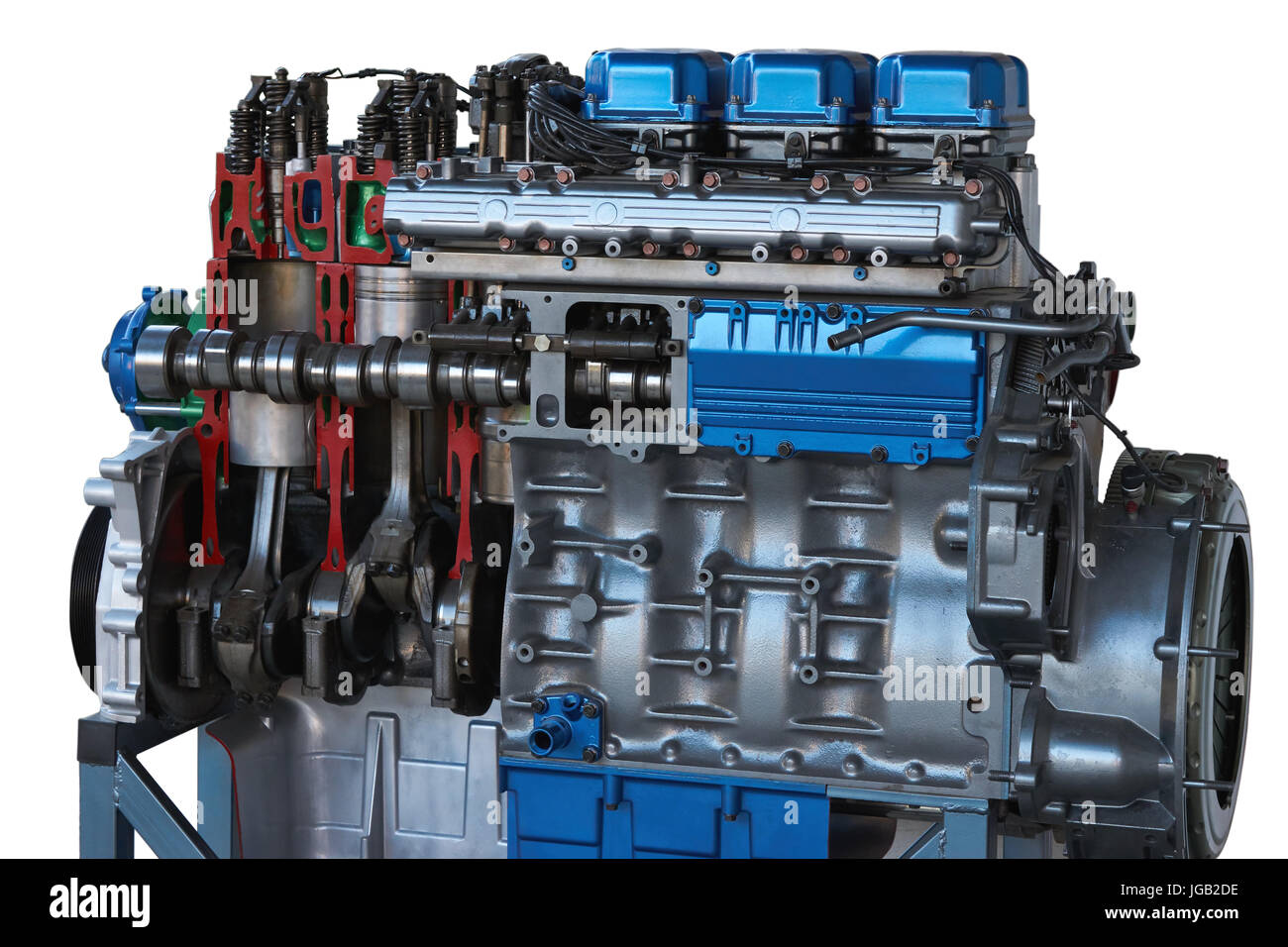 automobile car truck engine sawed splitted cut in a half. manual cross ...