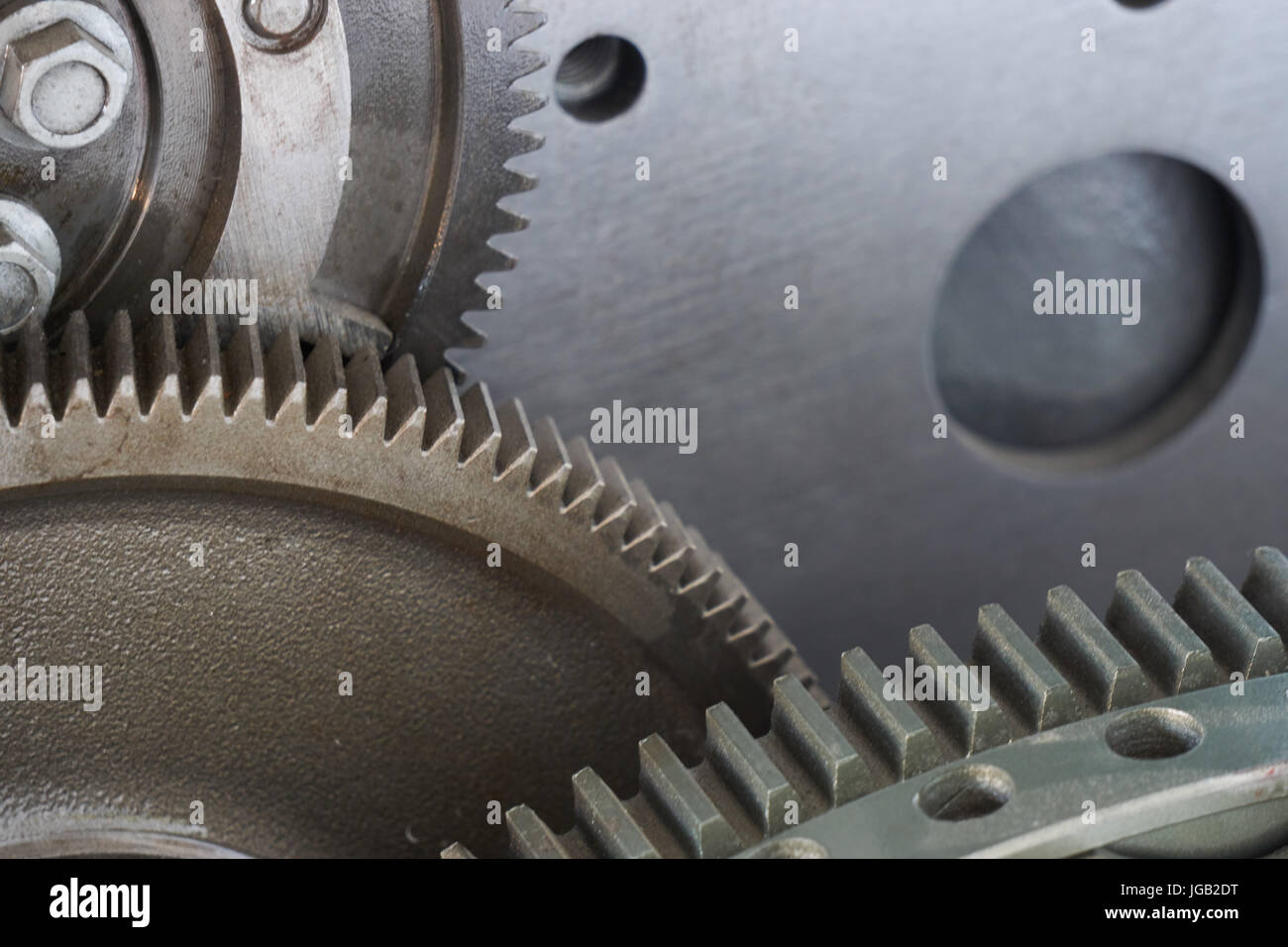 types of tooth gearings. macro close up photo of metallic steel ...