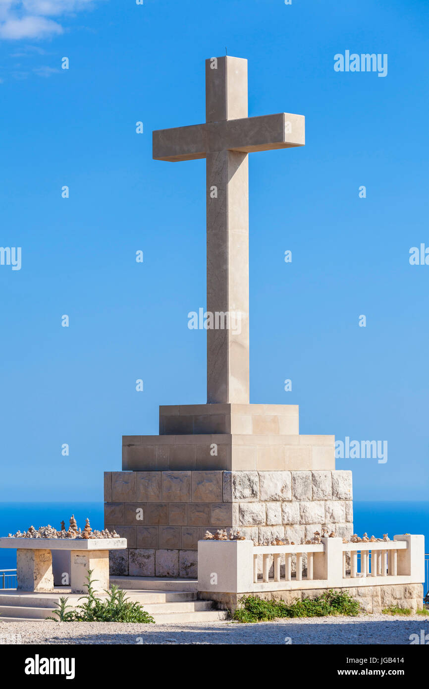 Croatia Dubrovnik Croatia Dalmatian coast stone cross at the top of ...