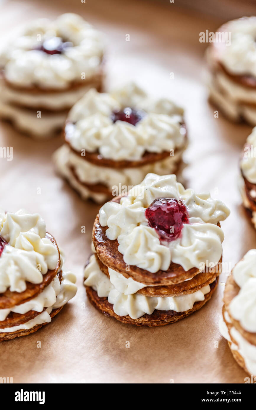 Mille-feuille is made up of three layers of puff pastry alternating ...
