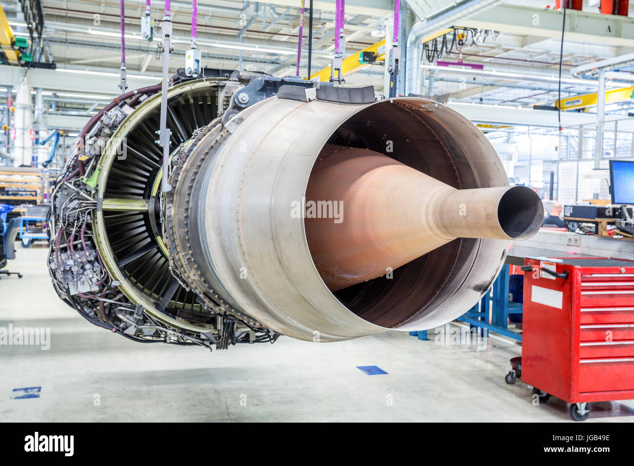 An airplane engine during maintenance in a warehouse Stock Photo - Alamy