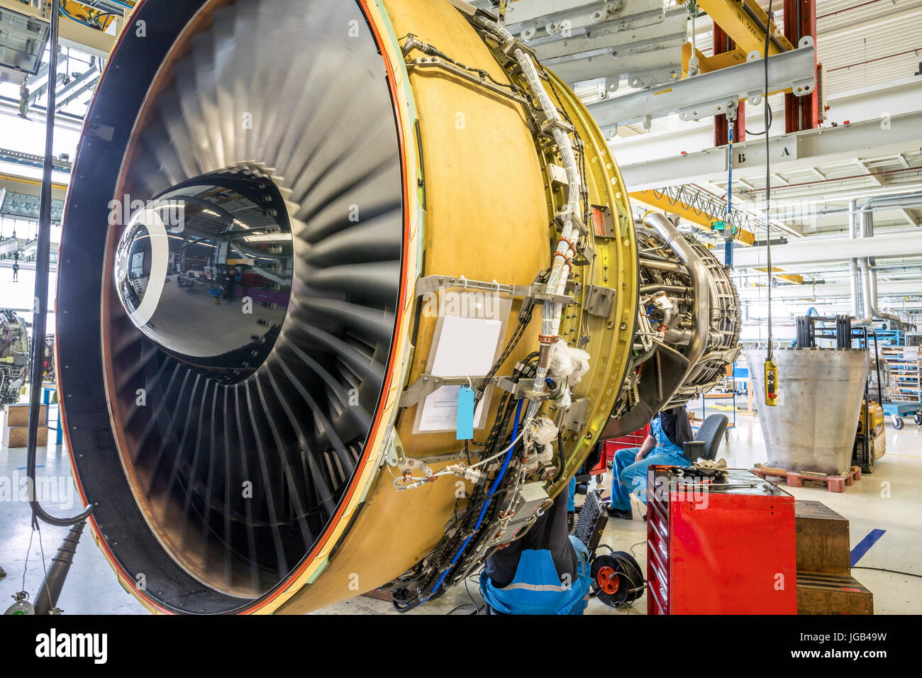 An airplane engine during maintenance in a warehouse Stock Photo - Alamy