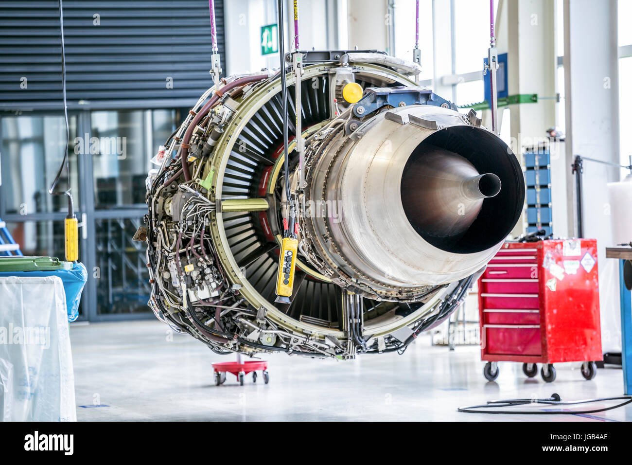 An airplane engine during maintenance in a warehouse Stock Photo - Alamy