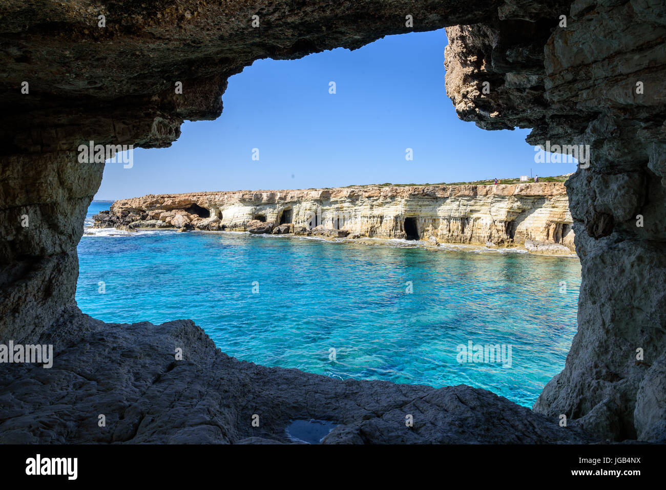 Beautiful cliffs and arches in Aiya Napa, Republic of Cyprus Stock ...