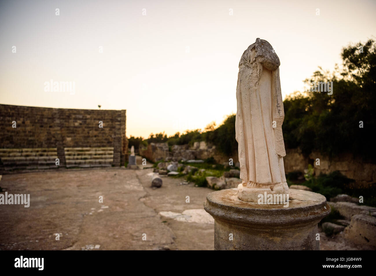 Monument without head in ancient city of Salamis, Northern Cyprus Stock ...