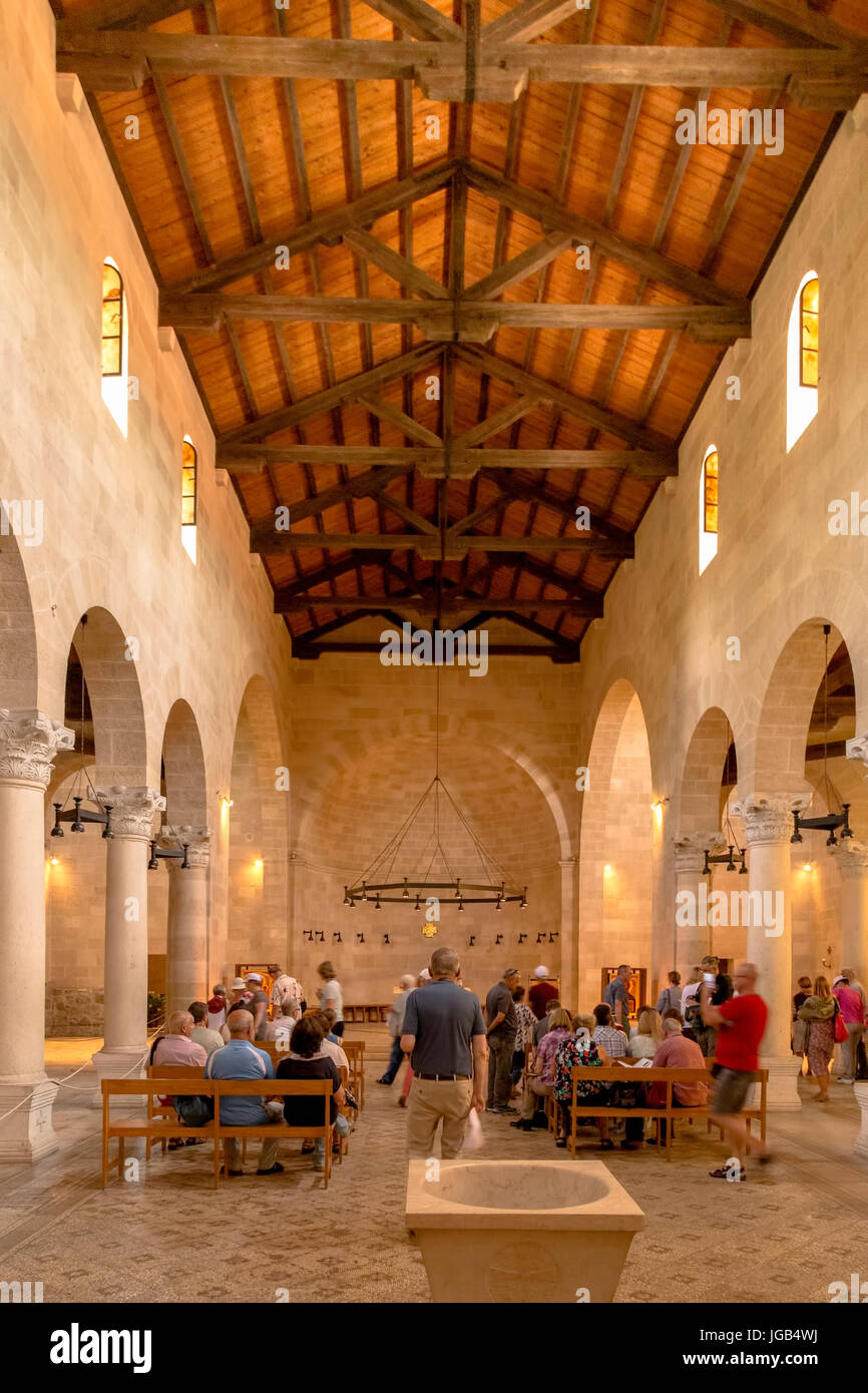 Tabgha, Israel: The interior of the Church of the Multiplication, a ...
