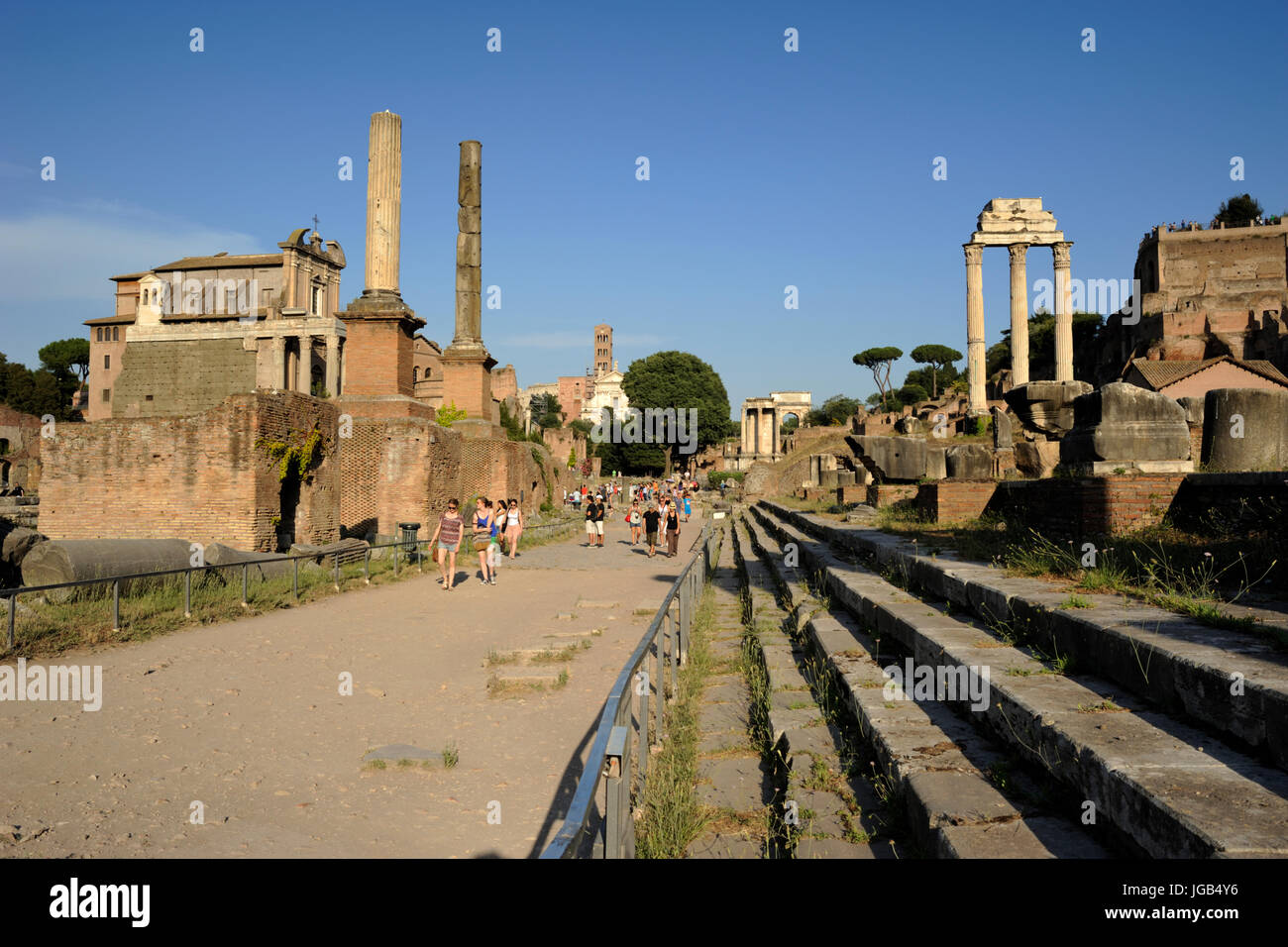 Italy, Rome, Roman Forum, Via Sacra (Sacred Street) and steps of the ...