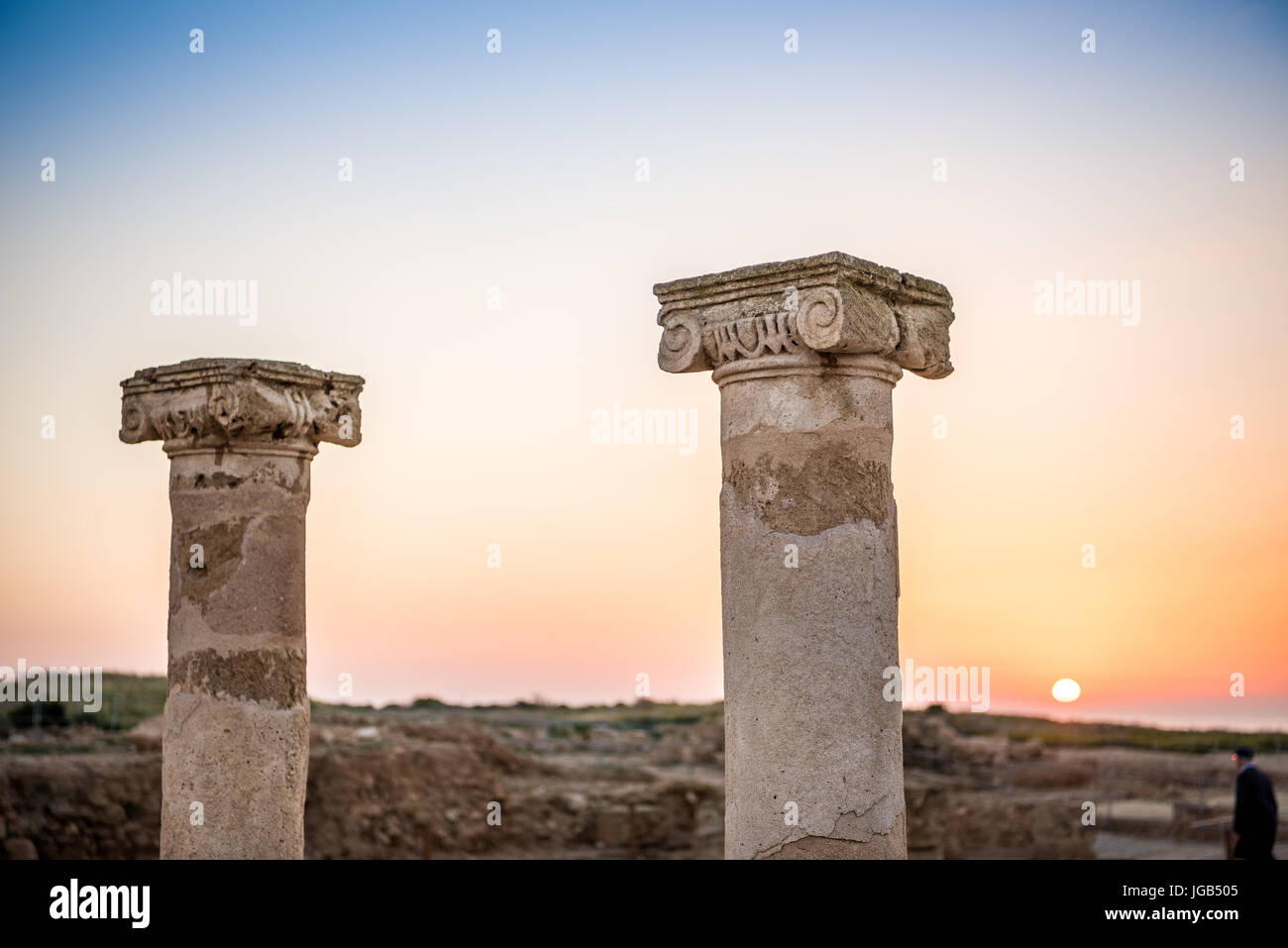 Ancient columns in Paphos Archaeological Park, Republic of Cyprus Stock ...