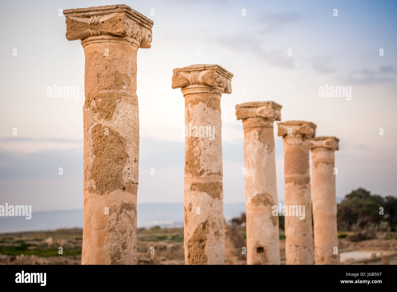 Ancient columns in Paphos Archaeological Park, Republic of Cyprus Stock ...