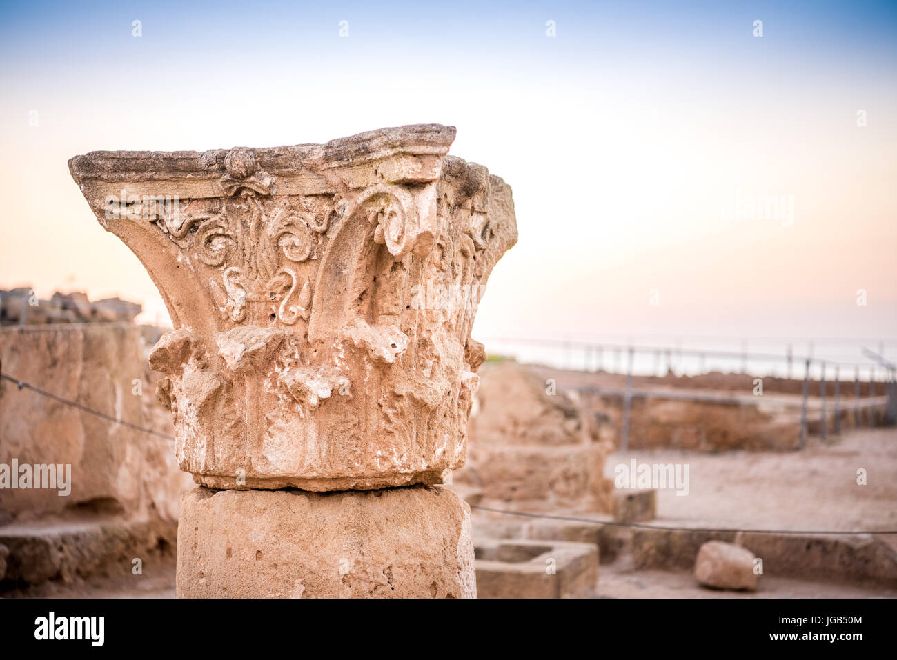 Ancient columns in Paphos Archaeological Park, Republic of Cyprus Stock ...
