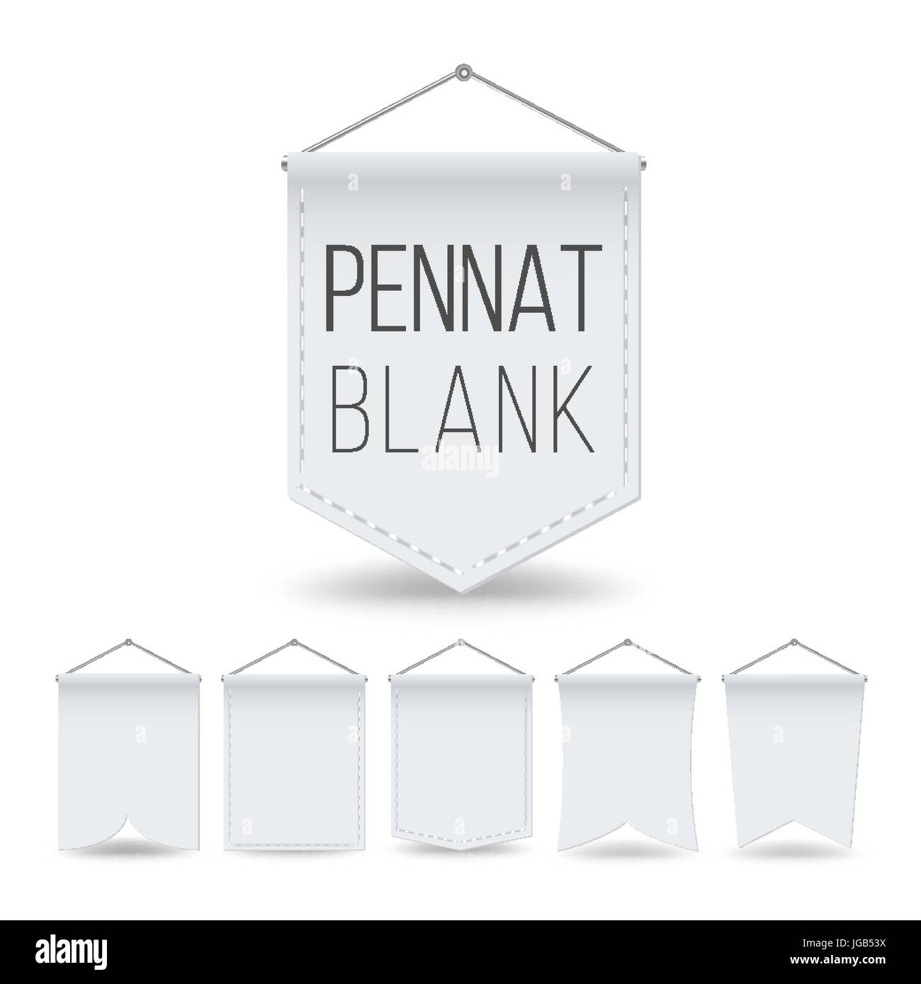 White Pennant Template Set Vector. Empty Realistic Pennants Banners ...