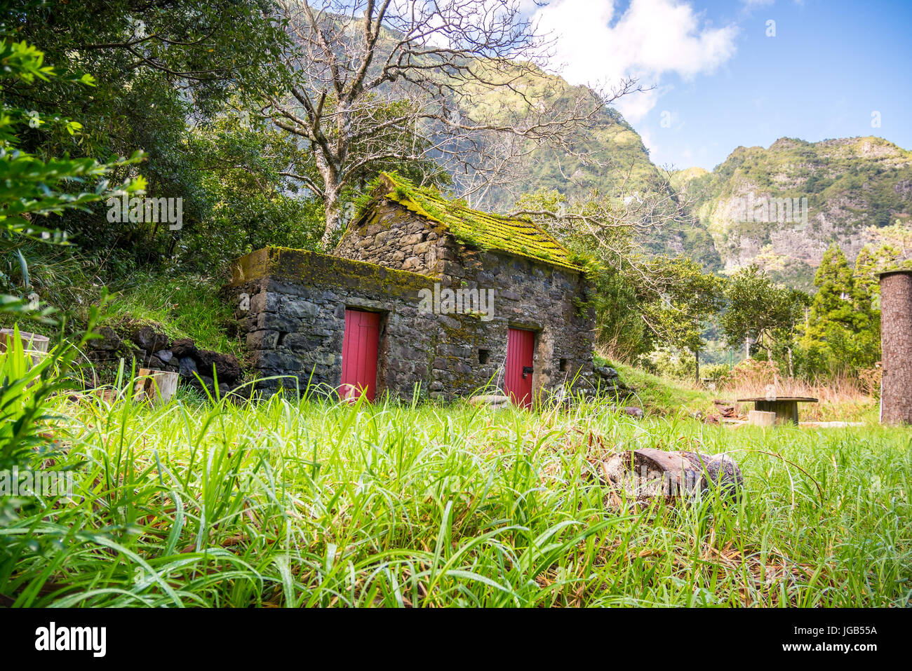Cute, little building in Chao da Ribeira, Madeira, Portugal Stock Photo ...