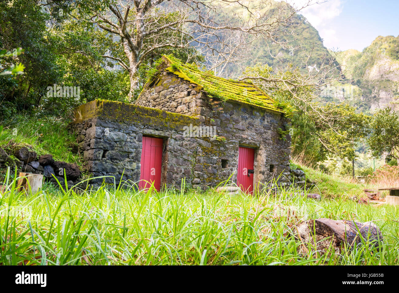 Cute, little building in Chao da Ribeira, Madeira, Portugal Stock Photo ...