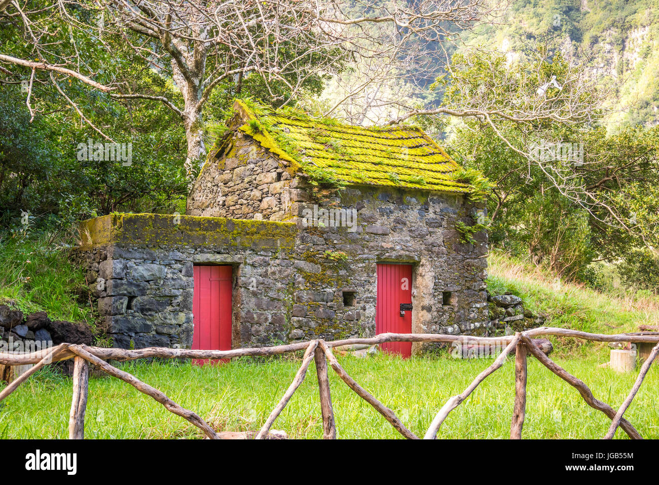 Cute, little building in Chao da Ribeira, Madeira, Portugal Stock Photo ...