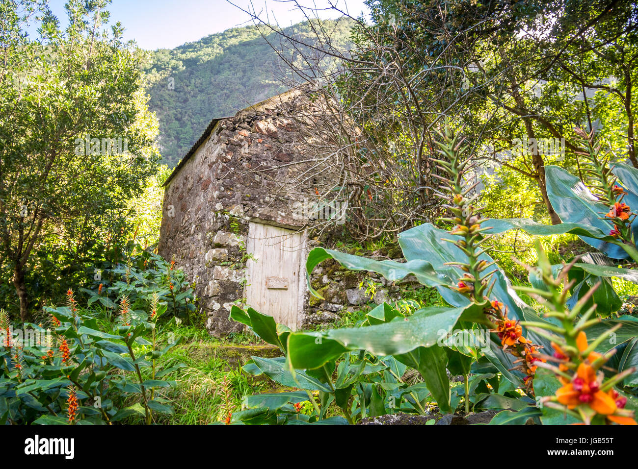 Cute, little building in Chao da Ribeira, Madeira, Portugal Stock Photo ...