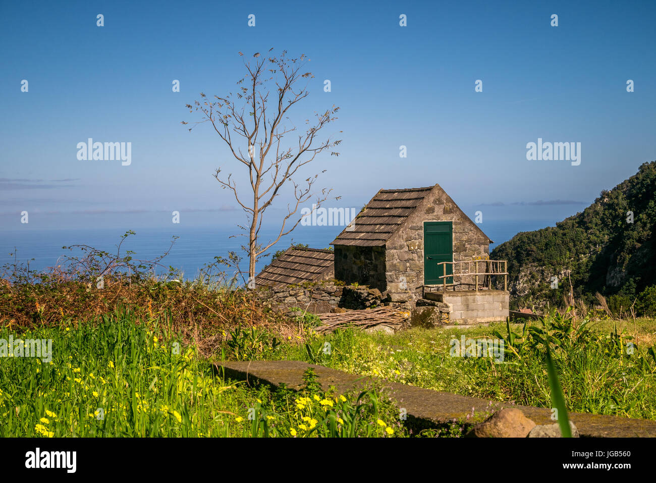 Cute, little building in Chao da Ribeira, Madeira, Portugal Stock Photo ...