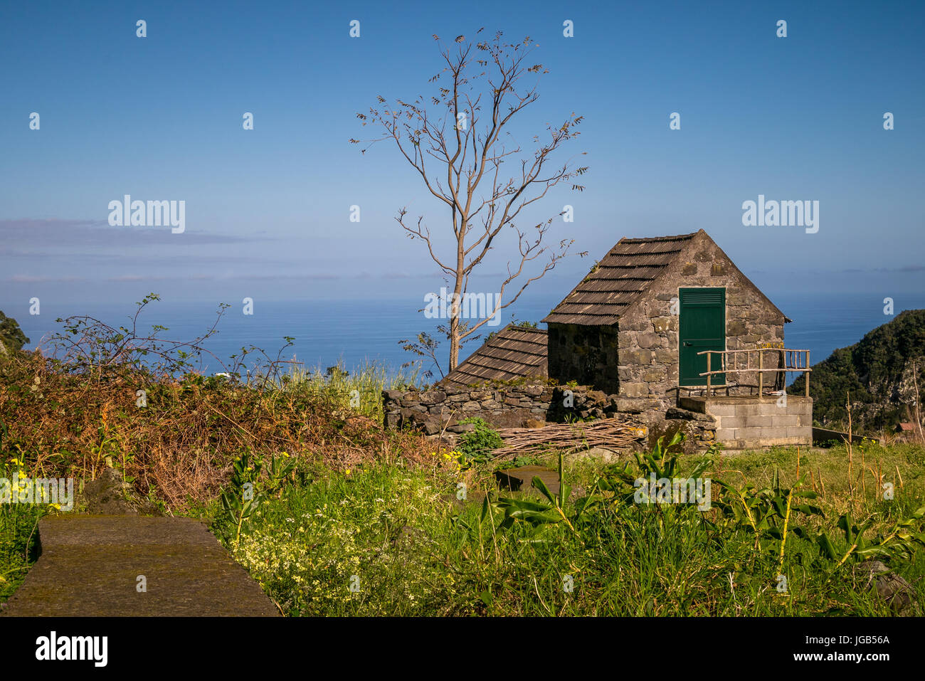 Cute, little building in Chao da Ribeira, Madeira, Portugal Stock Photo ...