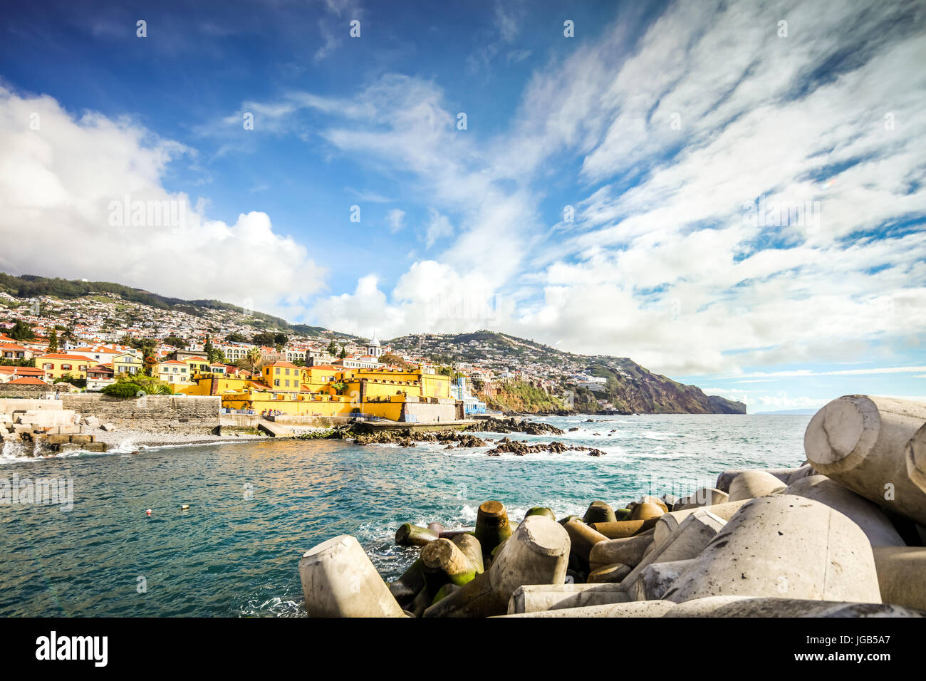 Old castle in Funchal, capital city of Madeira, Portugal Stock Photo ...