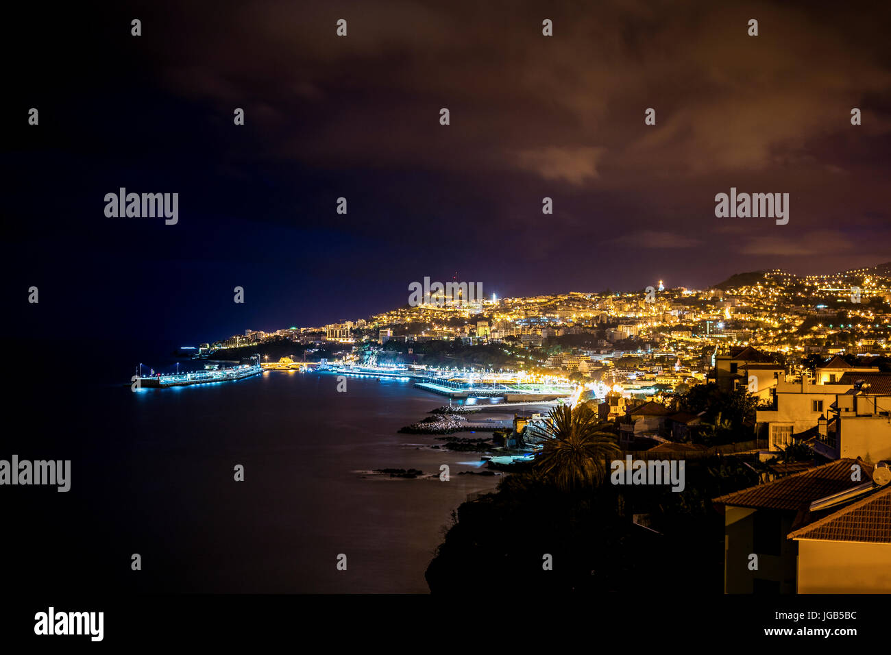 Beautifully located capital city of Madeira, Funchal, Portugal Stock ...
